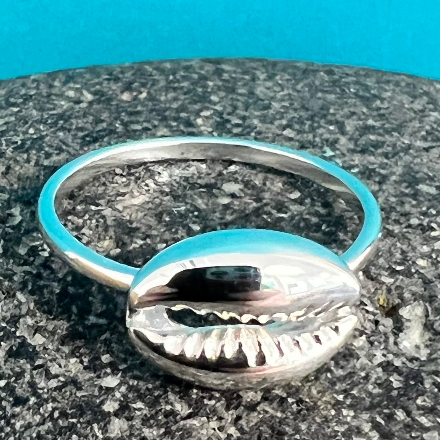 Sterling Silver Cowrie Shell Ring - Awa Designs Ltd